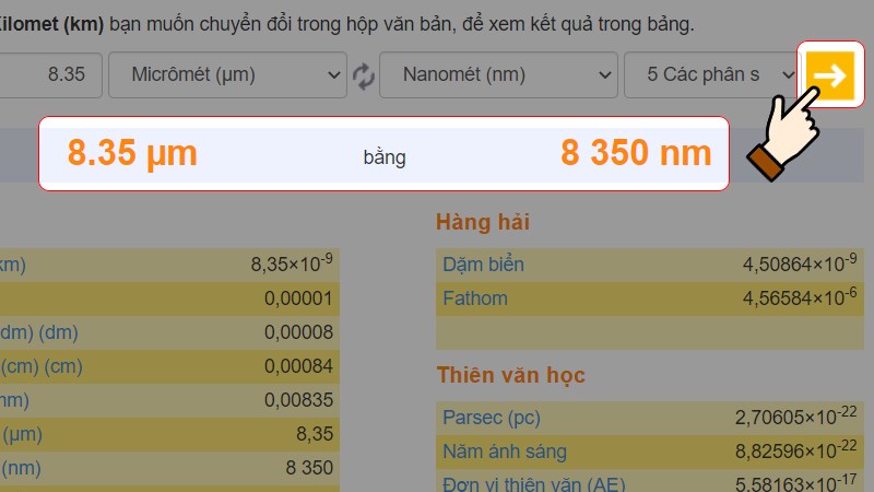 1 micromet bằng bao nhiêu mm, cm, dm, m, km? Đổi 1 um sang mm