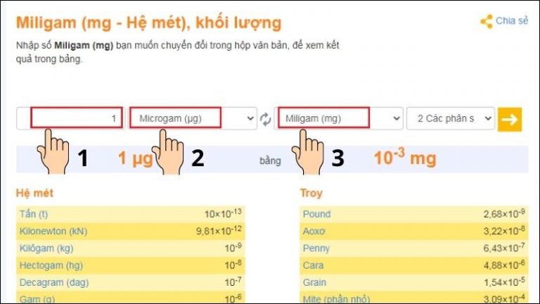 1mcg bằng bao nhiêu mg? Cách quy đổi 1mcg bằng công cụ – DINHNGHIA.com.vn