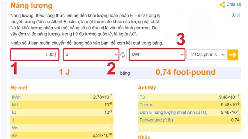 1J bằng bao nhiêu kWh, Wh, Ws? Cách đổi Jun (J) sang kWh đơn giản ...