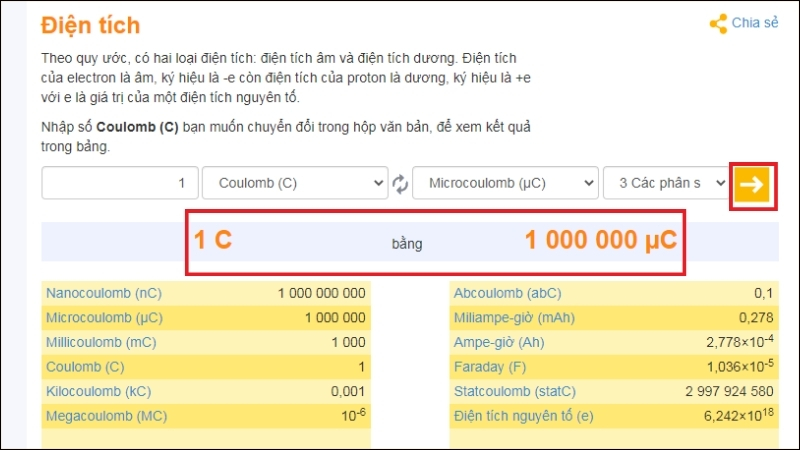 1C bằng bao nhiêu µC? Cách quy đổi từ Microcoulomb sang Coulomb ...